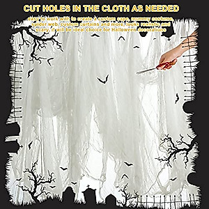 79 x 472 Inch Halloween Creepy Cloth Spooky Cheesecloth Gauze Hanging Cloth for Scary Party Supplies Haunted House Doorway Stairway Window Table Wall Home Yard Outdoor Decorations (White)