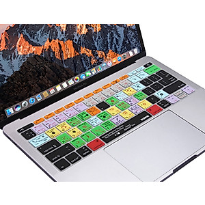 XSKN 2016 Shortcut Design Series Keyboard Skin Cover for New MacBook 12" (2015 Model A1534) and New MacBook Pro 13" (2016 Newest Version Model A1708, No Touch Bar), US&EU Version (Ableton)