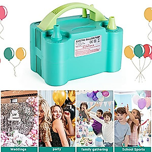 Electric Balloon Pump 110V 600W Dual Nozzle Portable Balloon Inflating Pump Halloween Balloon Arch Kit with Balloon Flower Clips Balloon Tape Balloon Knotter Dot Glue Avocado Green