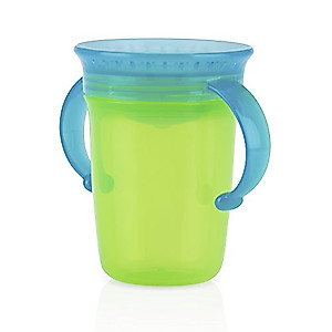 Nuby Plastic 1pk No Spill 2-Handle 360 Degree Wonder Cup - Colors May Vary, Red/Green/Pink/Aqua/Purple/Orange