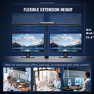 OOWOLF CRI 95 LED Task Lamp with Clamp, 24W Super Bright Desk Lamp, 168 Pcs SMD LED, Metal 32" Wide Lamp, Stepless Brightness Dimmable, Task LED Light for Home Office, Workbench, Architect, Eye-Caring
