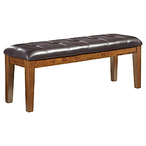 Signature Design by Ashley Ralene Traditional Dining Room Extension Table, Medium Brown & Ralene Tufted Upholstered Dining Room Bench, Medium Brown