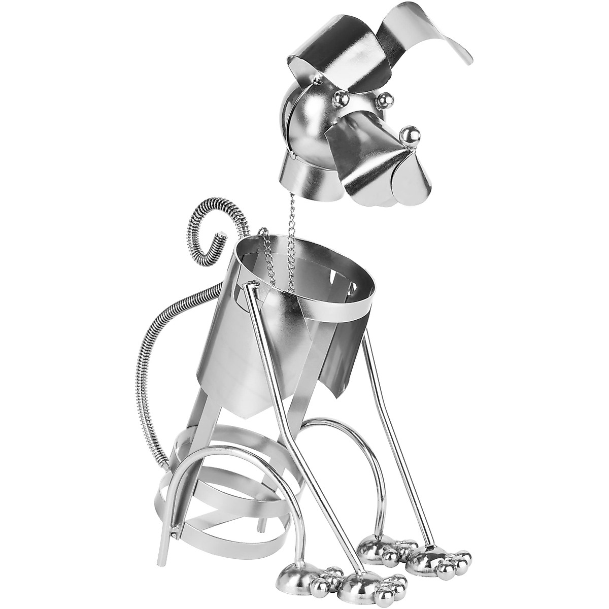 BRUBAKER Wine Bottle Holder 'Dog' - Table Top Metal Sculpture - with Greeting Card