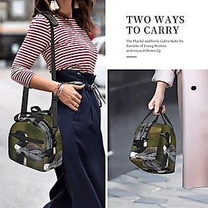 Lunch Bag,Tote Bag For Women & Men Adjustable Shoulder Strap,Leak Proof For Office Work,Picnic,Loon Nature Bird Print