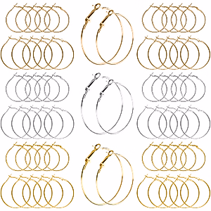 FANMAOUS 60Pcs Hoop Earring Findings Stainless Steel Earrings Beading Round Earrings Hypoallergenic Hoop Earrings Open Beading Hoop for Jewelry Making DIY Crafts Art Creation Girl