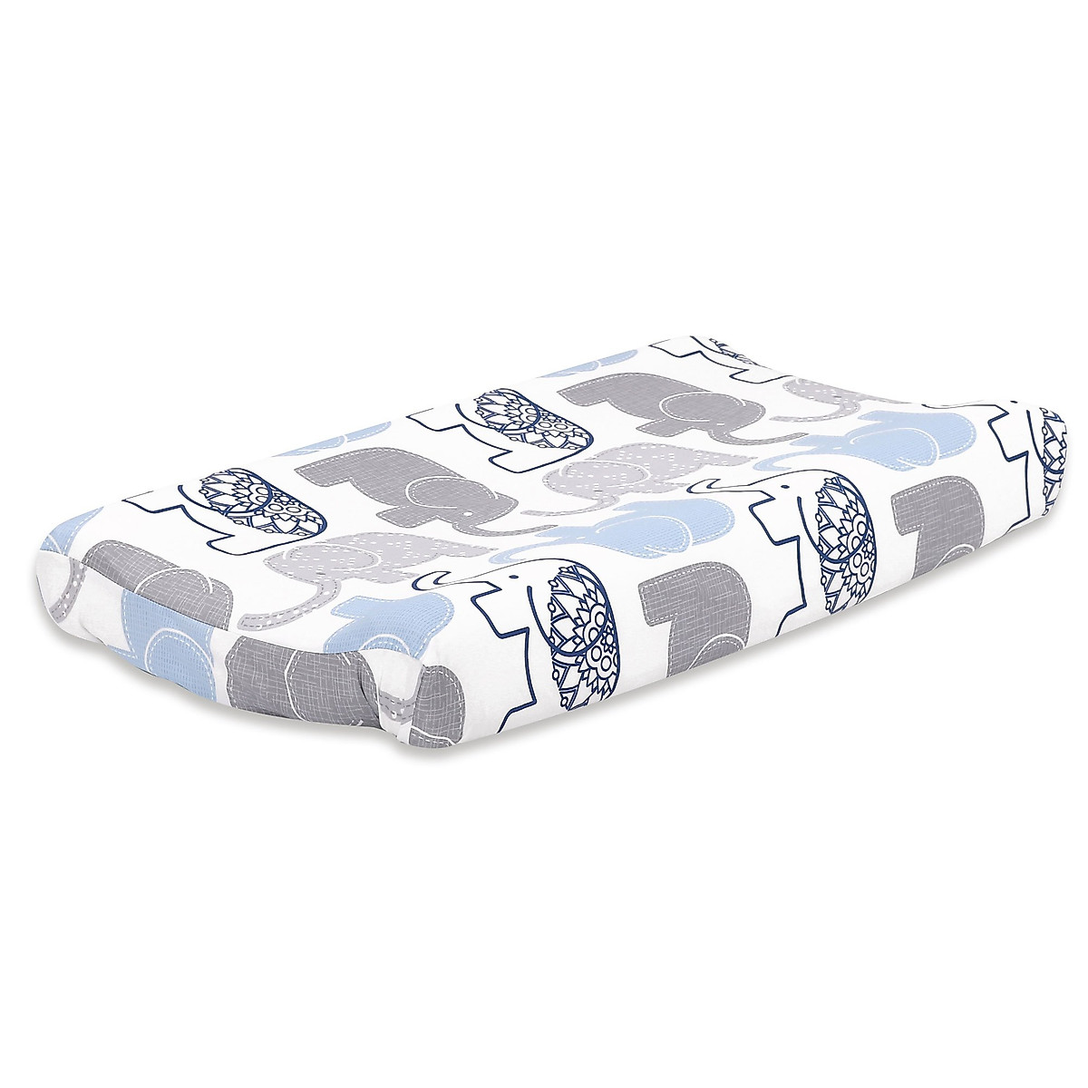 Little Peanut Grey and Blue Elephant Baby Changing Pad Cover by The Peanut Shell