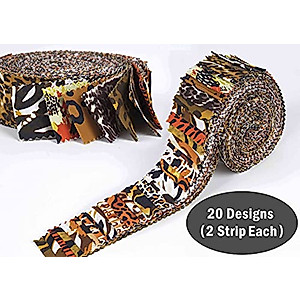 Soimoi 40Pcs Floral Artistic Print Precut Fabrics Strips Roll Up 1.5x42inches Cotton Jelly Rolls for Quilting - Brown