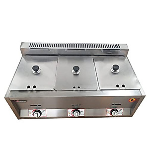 LianDu Triple Server Food Warmer 3-Well Commercial Gas Bain Marie Buffet Countertop Food Warmer Steam Table Steamer Soup Warmer Adjustable Temp Gas Fryer Steamer Cooking Heating Pot (3-Pan 600 fl oz)