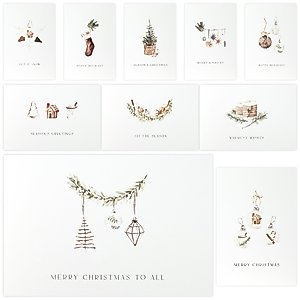 ZICOTO Beautiful Modern Rustic Christmas Cards Set of 20 - Incl. Bulk Envelopes, Matching Stickers And Storage Box - Perfect to Send Warm Holiday Wishes to Friends and Family