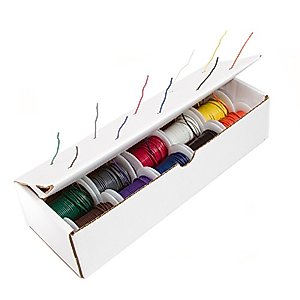 Remington Industries 28MILW16878/1STRKIT10COLOR 28 AWG Gauge Stranded Hook Up Wire Kit, 25 feet Length Each, 10 Colors, 0.0126" Diameter, MIL-W-16878/1, 600 Volts