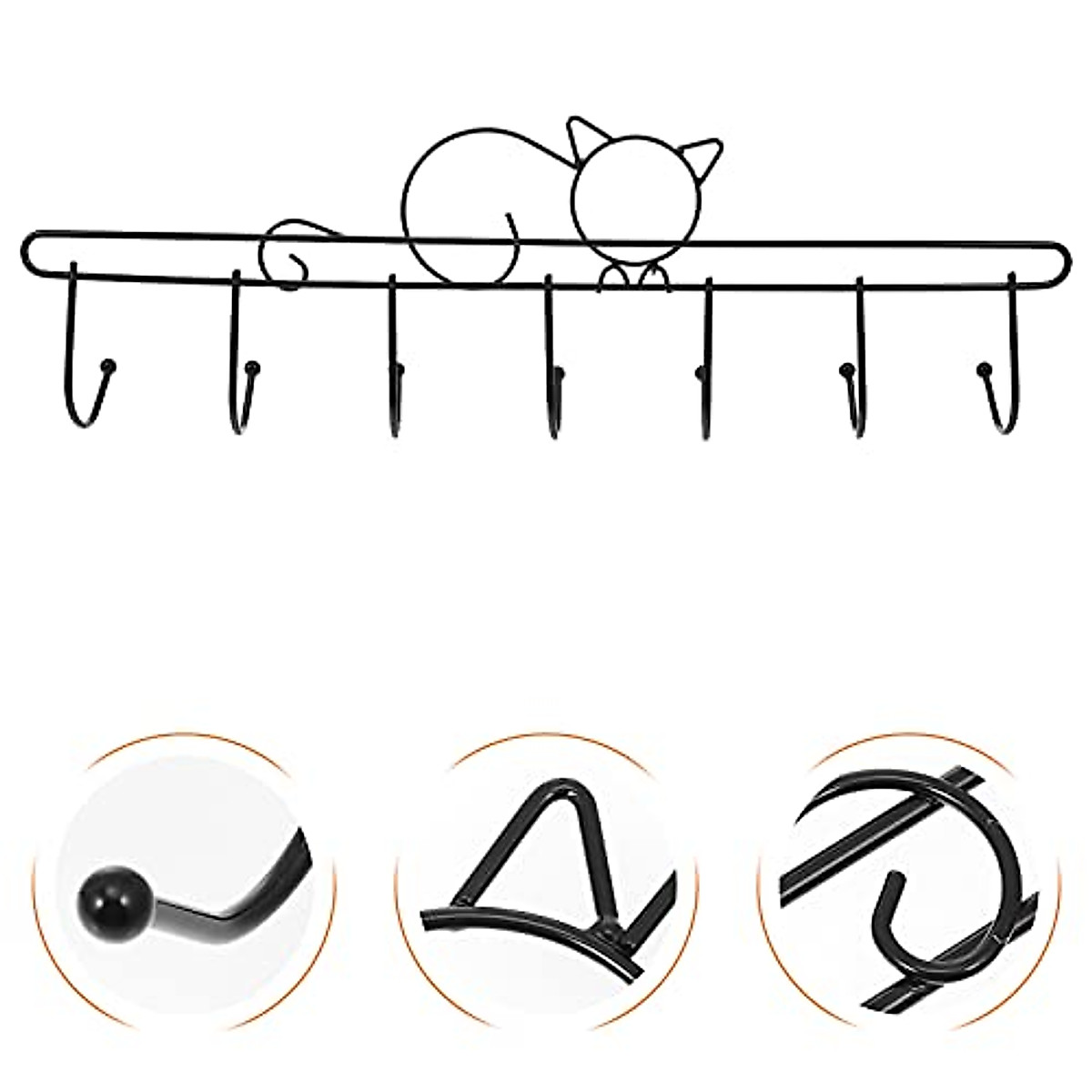 HOMSFOU 1pc Hangers Cat Simple Kitchen Home Purse Hook- Mounted Rail Practical Mount Hook Clothes Hooks Hats Back Wall Hanging Lovely Door Organizer Storage with Rustproof Art