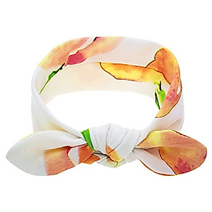 inSowni Receiving Swaddle Blanket Wrap Orange Peach with Bow Headband Set for Unisex Newborns Infants Baby Girl Boy