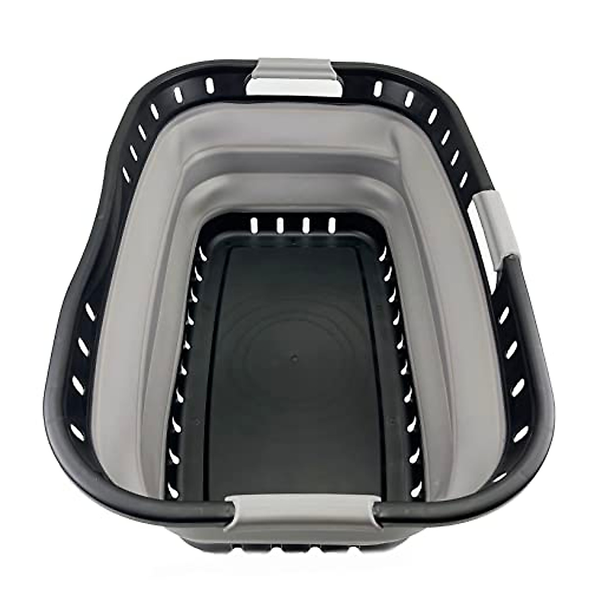 SAMMART 44L (11.6 gallon) Collapsible Plastic Laundry Basket-Foldable Pop Up Storage Container-Portable Washing Tub-Space Saving Hamper, Water Capacity: 35L (9.2 gallon) (Black/Alloy Grey)