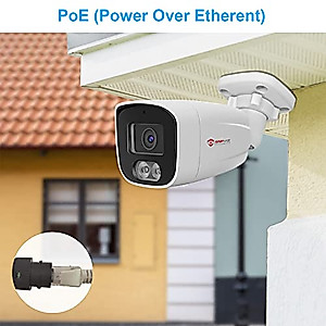 Anpviz 4MP PoE IP Bullet Camera with Microphone/Audio, IP Security Camera Outdoor Indoor, Night Vision 65ft, Waterproof IP66, 108° Wide Angle 2.8mm Lens, 24/7 Recording