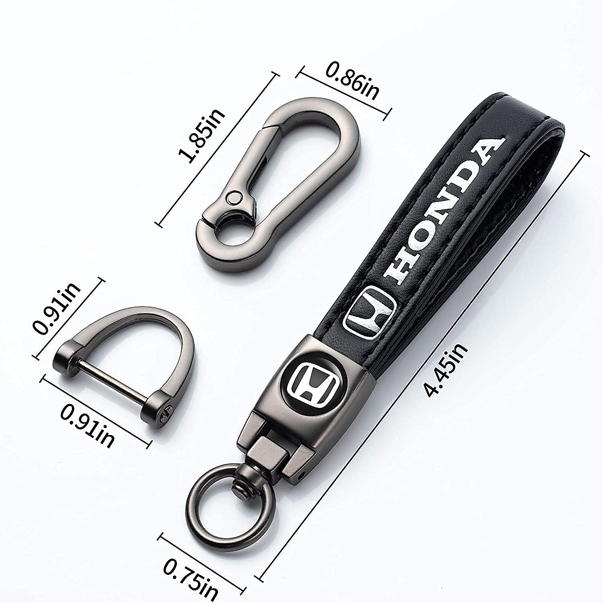 Dialeesi Genuine Leather Car Keychain Compatible with Honda Accord Civic Fit CRV Pilot EX CR-V EX-L Touring Pilot Car Key Chain for Men and women Family Present Key Ring