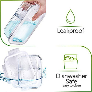 PrepNaturals glass food storage containers, meal prep container, bento box for lunch, dishwasher & microwave safe (multi-compartment)