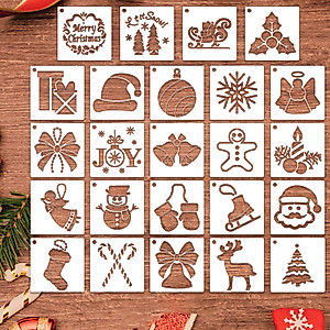 24 Pcs Christmas Stencils for Painting On Wood, Small Christmas Stencils Reusable Snowflake Santa Claus Christmas Tree Drawing Painting Stencils for DIY Card Craft Home Decor (3x3 Inch)