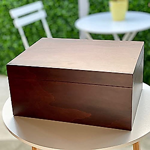 Blake & Lake Large Wooden Box with Hinged Lid - Wood Storage Box with Lid - Wooden Keepsake Box - Decorative boxes with lids (Dark Oak)