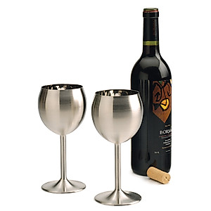 RSVP Endurance Stainless Steel Wine Glass, Set of 2