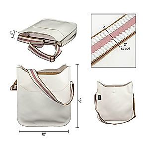 Pinafore Vegan Leather Crossbody Fashion Shoulder Bag | Soft, Magnetic Closure Handbag Purse for Women with Adjustable & Removable Guitar Strap, White