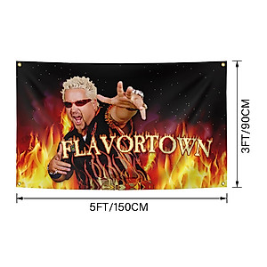 Generic Flavortown Guy Funny Flag 3X5FT Banner,Man Cave Wall Flag for College Dorm Room Frat Outdoor Parties Gift Tailgates,with 4 Brass Grommets.