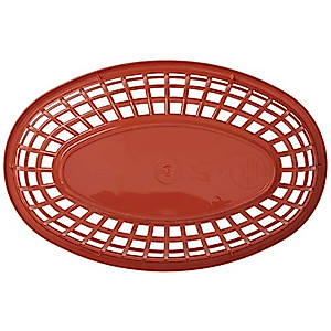 Tablecraft H1074RWB 6 Piece Classic Oval Plastic Baskets, Red/White and Blue