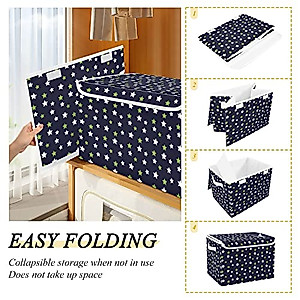 CaTaKu Stars and Stripes Storage Bins with Lids and Handles, Fabric Large Storage Container Cube Basket with Lid Decorative Storage Boxes for Organizing Clothes