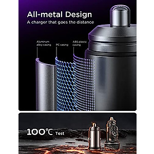 2 Pack USB C Car Charger, 30W+30W Dual Port USB C Car Charger Fast Charging [All Metal & Mini] USB Cigarette Lighter Adapter for iPhone 14/14 Pro/Samsung S23 S22/iPad/Google Pixel