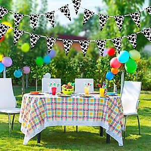 52.5 Ft Cow Print Pennant Bannars, Reusable Cow Pennant Bannar for Farm Theme Party, Uniquely Designed Cow Print Birthday Party Supplies, Cute Cow Pennant Flags for Party Decorations