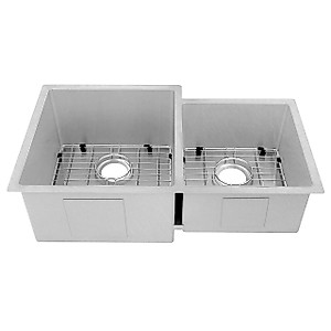 ZLINE 32" Jackson Undermount Double Bowl Scratch Resistant Stainless Steel Kitchen Sink with Bottom Grid (SRDR-32S)