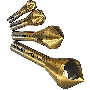 KEWAYO 4pcs Titanium Coated Countersink Chamfer Tool Deburring Tool Set Metal Wood Drill Bits Zhongbo Business