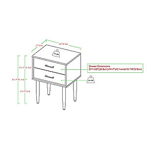 Walker Edison Evie Mid-Century Modern 2-Drawer Side Table Set, 2 Pack, White