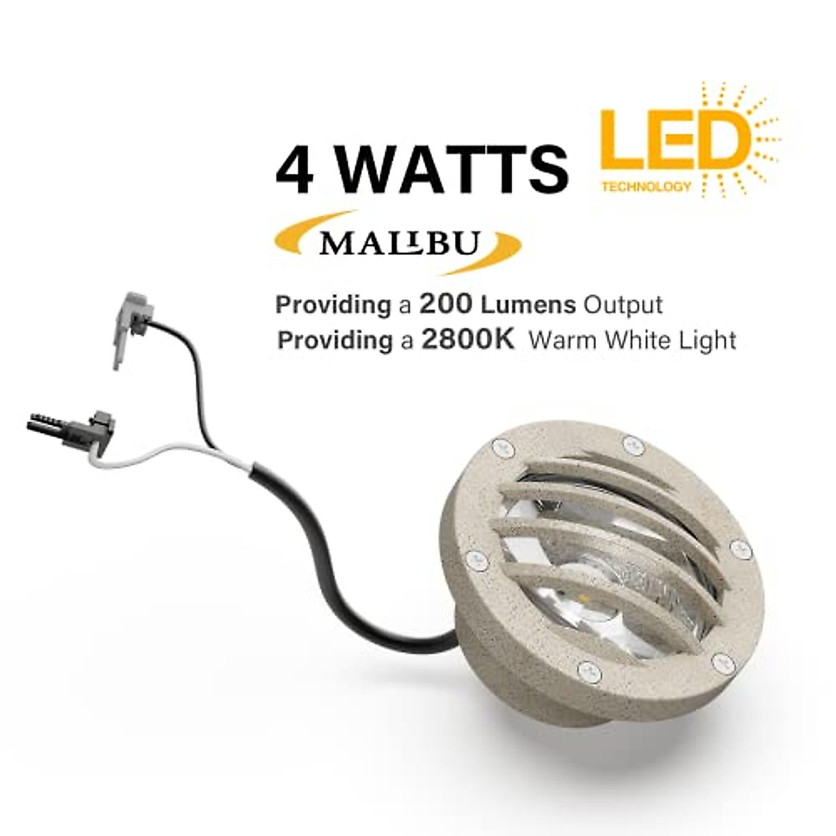 Malibu Well Light LED Low Voltage Landscape Lights 200 Lumen 2800K Warm White In-Ground Light Spotlights for Driveway, Pathway, Deck, Garden, 12V AC Outdoor Lighting (1 Pack)