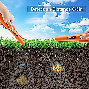 Metal Detector Pinpointer, Professional Waterproof Handheld Pin Pointer Wand, Search Treasure Pinpointing Finder Probe with 9V Battery and LED for Adults, Kids - Orange