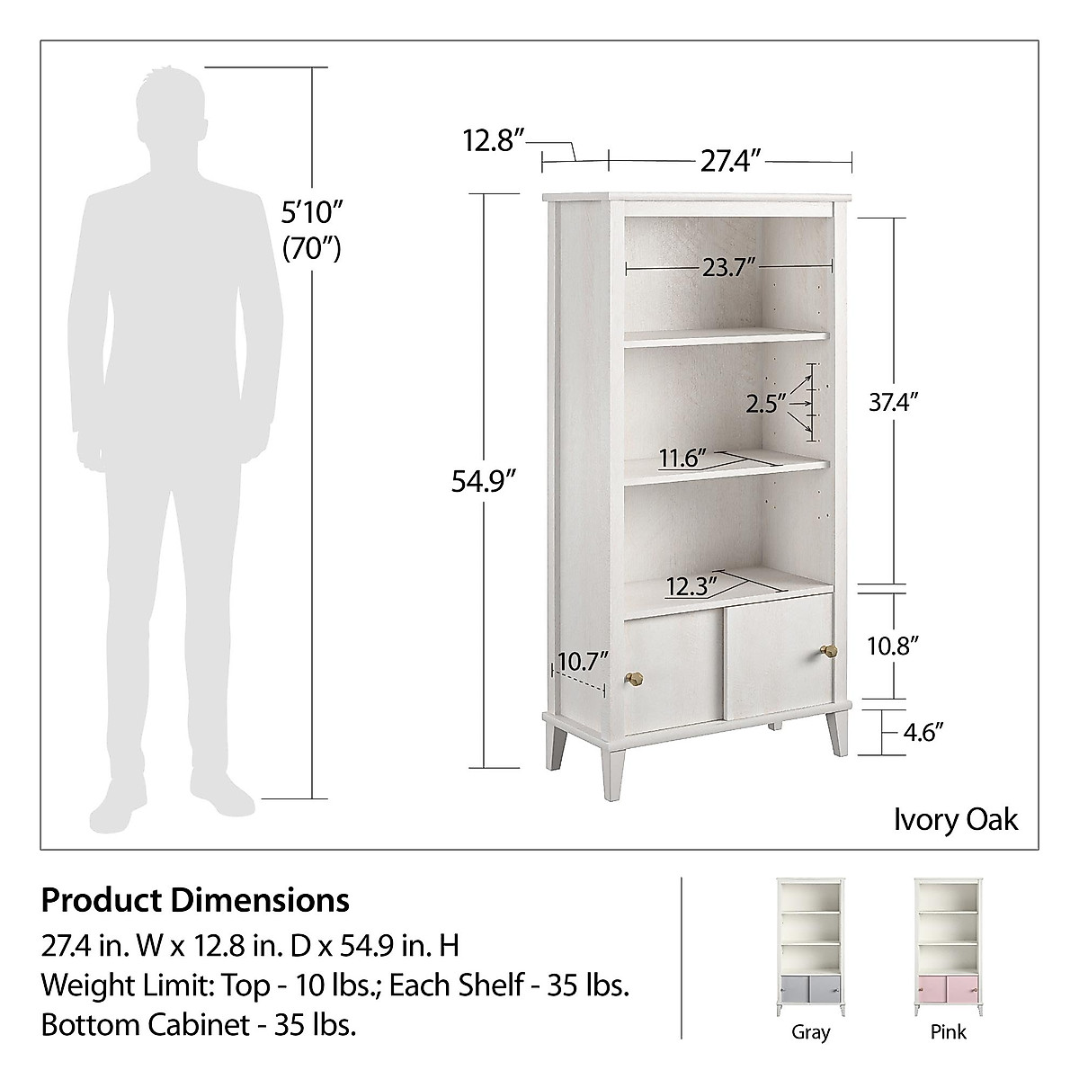 Little Seeds Monarch Hill Poppy Kids’ Bookcase, Pink
