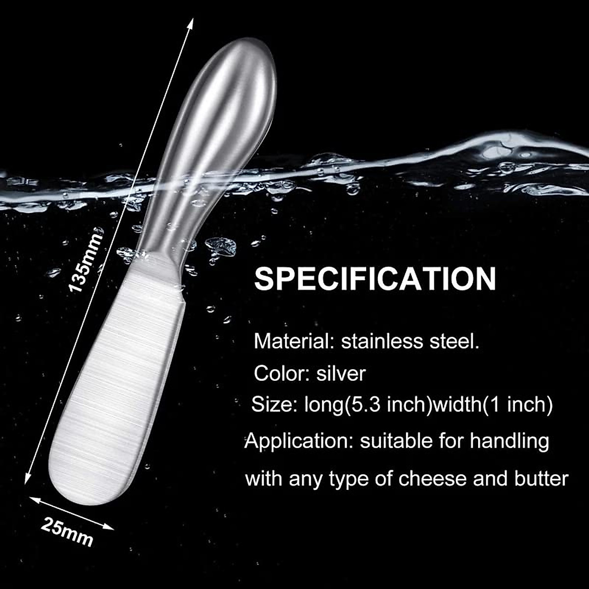 Linwnil Spreader Knife Set,6-Piece Cheese and Butter Spreader Knives,Mini Serving Tongs,Stainless Steel Multipurpose Butter Knives