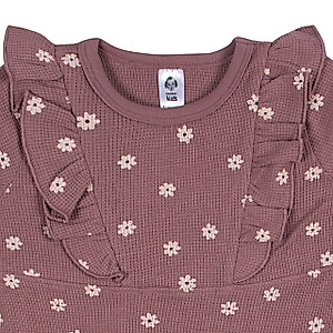 Gerber Baby Girls' Toddler Long Sleeve Dress with Ruffle Detail, Pink Daisies, 12 Months