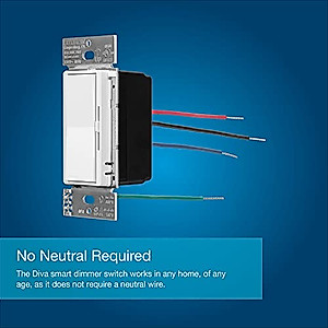 Lutron Diva Smart Dimmer Switch Starter Kit for Caséta Smart Lighting, with Smart Hub, Pico Remote, and Pedestal | No Neutral Wire Required | DVRF-BDG-1DP-A
