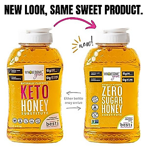 Wholesome Yum Zero Sugar Honey Substitute (Keto Honey) - Natural Sugar Free Honey Alternative With Monk Fruit & Allulose - Zero Net Carbs, Non GMO, Gluten Free, No Aftertaste (11 oz)