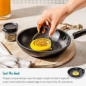 Dreamfarm Flegg 3-In-1 Flexible Silicone Egg Rings, Flippers, & Servers Safe on Non-Stick - Pack of 2, Yellow/Black