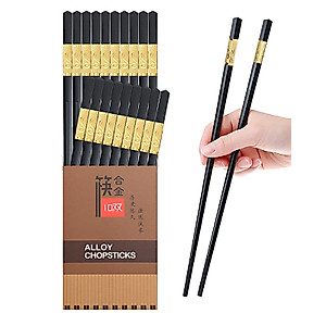 10 Pairs Reusable Chopsticks Dishwasher Safe,9.5 Inch Fiberglass Chop Sticks Multipack Metal Japanese Korean Chopsticks for food