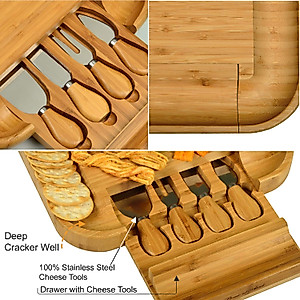 NCAA Alabama Crimson Tide Officially Licensed Bamboo Cheese/Charcuterie Board with knife Set & cheese Markers by Picnic at Ascot