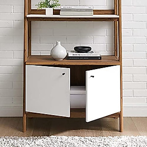 Modway Bixby Display Case, 33" Bookshelf, Walnut White