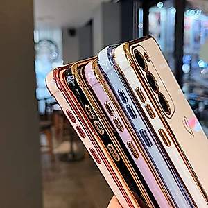 ZTOFERA Samsung Galaxy S23 5G Case,Cute Plating Edge Love Hearts Pattern with Camera Lens Protection Phone Cover for Galaxy S23 6.1",Blue