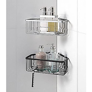 SunnyPoint RustProof Aluminum Wall Mount Shower Caddy Basket Shelf; Adhesive Hook Pad Included (Triangle, Silver)