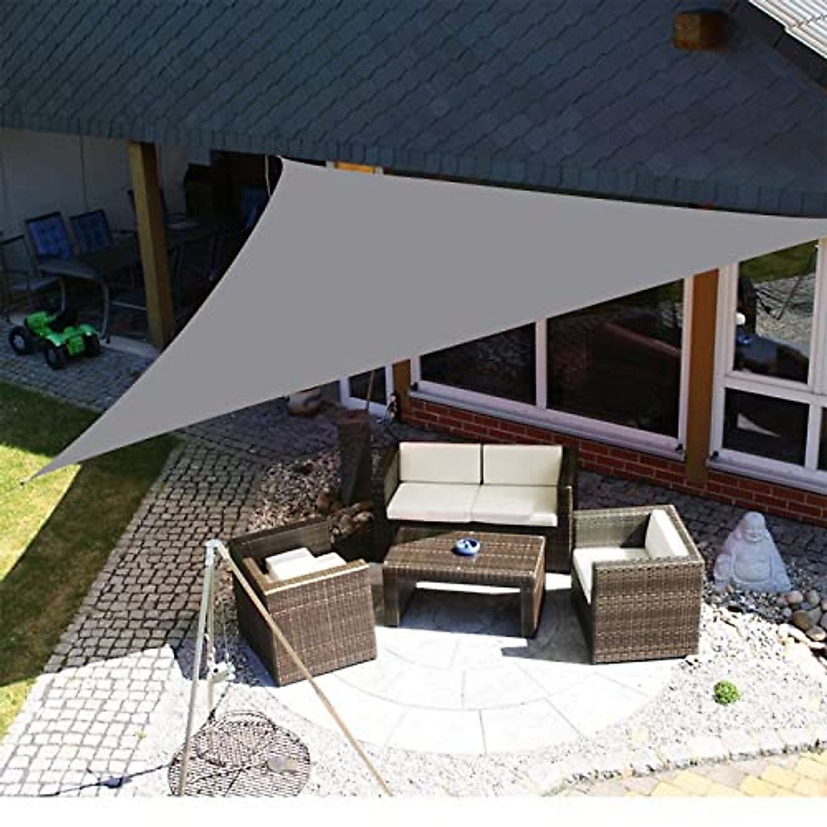 Neween Shade Sail, 6'7''x 6'7''x 6'7'' Sun Shade Sail Triangle Waterproof for Patio Yard Deck Pergola Outdoor Sun Sail Shade 98% UV Block Sunshade Light Grey Color