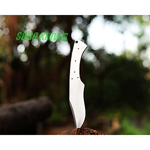 SOGO KNIVES Damascus Knife Making Kit DIY Handmade Knife Kit Includes Knife Blank Knife Steel Blade, Pins, Knife with Sheath, Handle Scales for Knife Making Supplies, Knife Steel (STEEL KNIFE KIT)