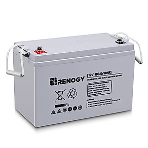 Renogy 200 Watt 12 Volt Monocrystalline Solar Panel Starter Kit & Deep Cycle AGM Battery 12 Volt 100Ah for RV, Solar Marine and Off-Grid Applications, Gray, Model Number: RNG-BATT-AGM12-100