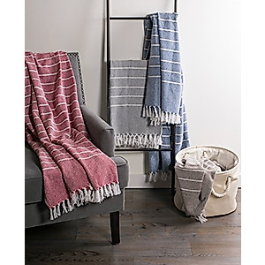 DII Rustic Farmhouse Thin Stripe Woven Throw, 50x60, Gray
