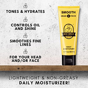 Bee Bald SMOOTH Daily Moisturizer Hydrates & Tones Away Fine Lines, Wrinkles and Dry Patches; Helps Control Oil & Shine to Feel Cool, Fresh and Comfortable, 1.7 Fl Oz